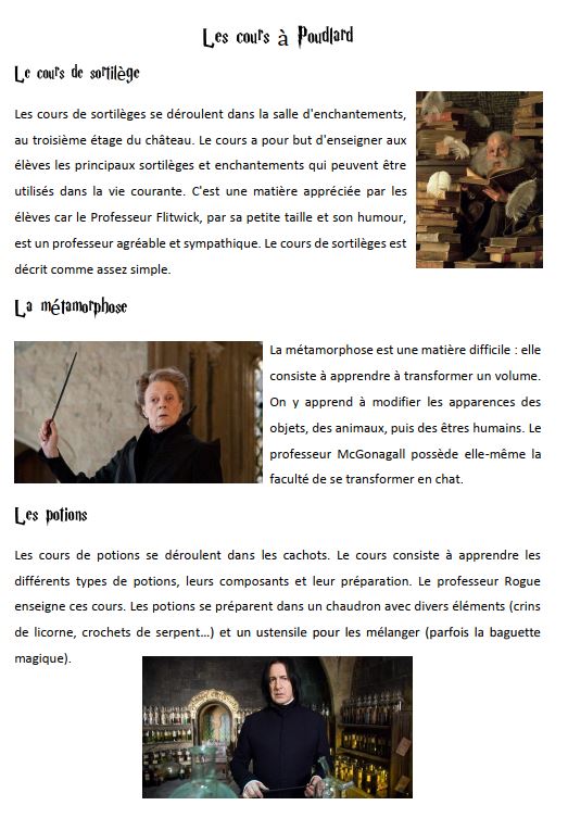 Les textes Harry Potter – La trousse bleue